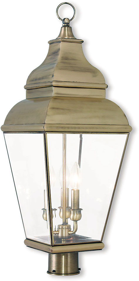 Livex 2594-01 Exeter Antique Brass Lamp Post Light Fixture - LVX-2594-01