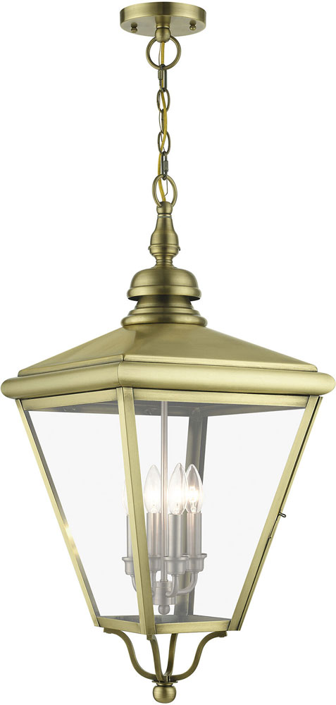 Livex 27378-01 Adams Antique Brass with Brushed Nickel Exterior Pendant ...
