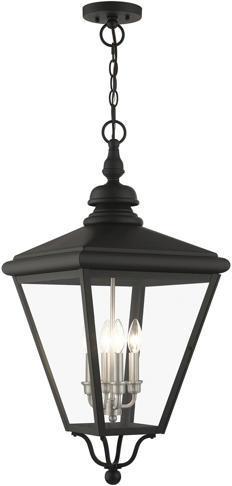 Livex 27378-04 Adams Black with Brushed Nickel Outdoor Drop Ceiling ...