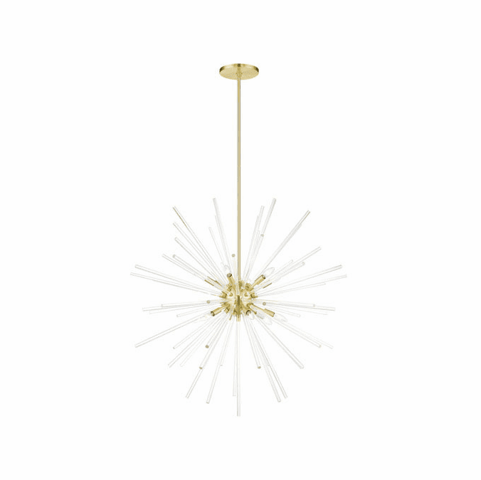 Livex 41259-12 Utopia Satin Brass 42" Foyer Light Fixture - LVX-41259-12