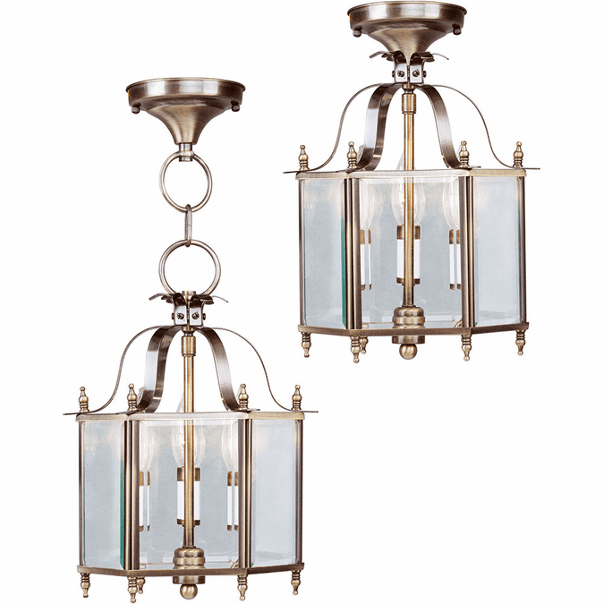 Livex 4403-01 Livingston Antique Brass Entryway Light Fixture / Flush ...