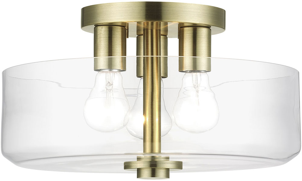 Livex 46123-01 Whitworth Modern Antique Brass Ceiling Light Fixture ...