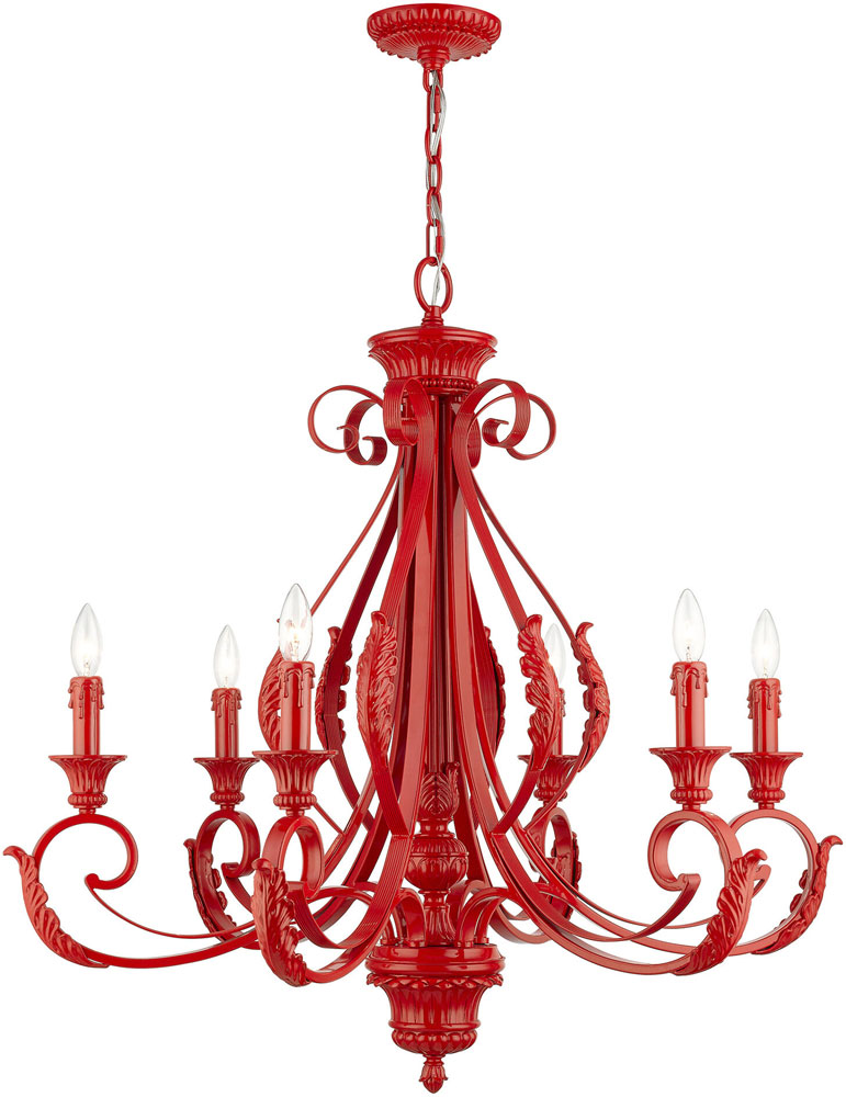 Livex 49066-72 Valencia Shiny Red Chandelier Light - LVX-49066-72