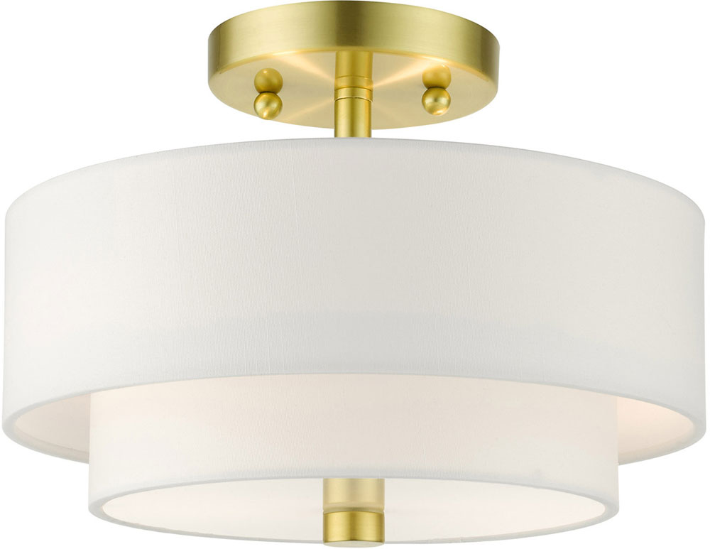 Livex 51043-12 Meridian Satin Brass 13" Flush Ceiling Light Fixture ...