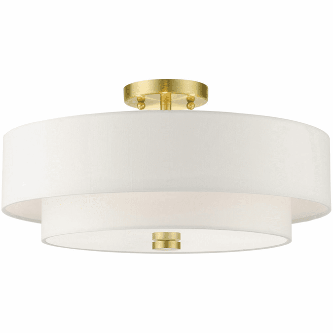 Livex 51045-12 Meridian Satin Brass 18" Overhead Lighting Fixture - LVX ...