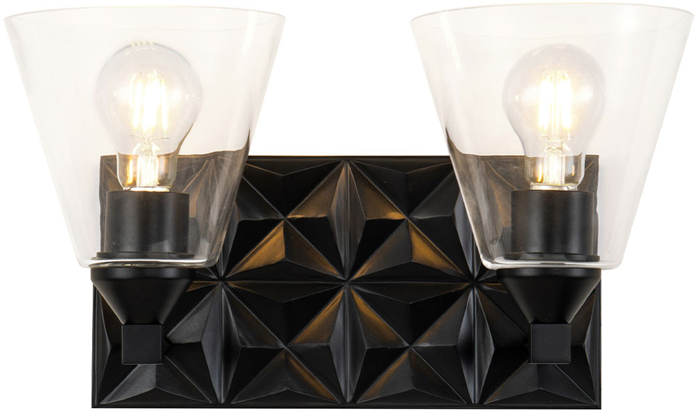 Lucas McKearn BB1302MB-2 Alpha Modern Matte Black 2-Light Vanity Light Fixture - LMK-BB1302MB-2