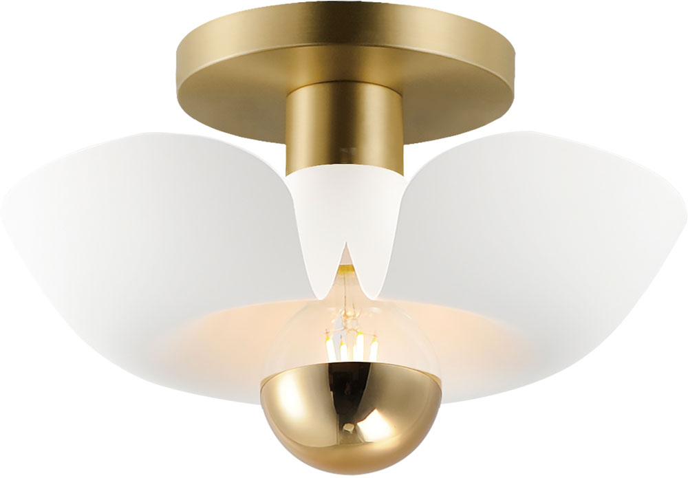 Maxim 11390WTSBR Poppy Modern White / Satin Brass LED Overhead Lighting ...