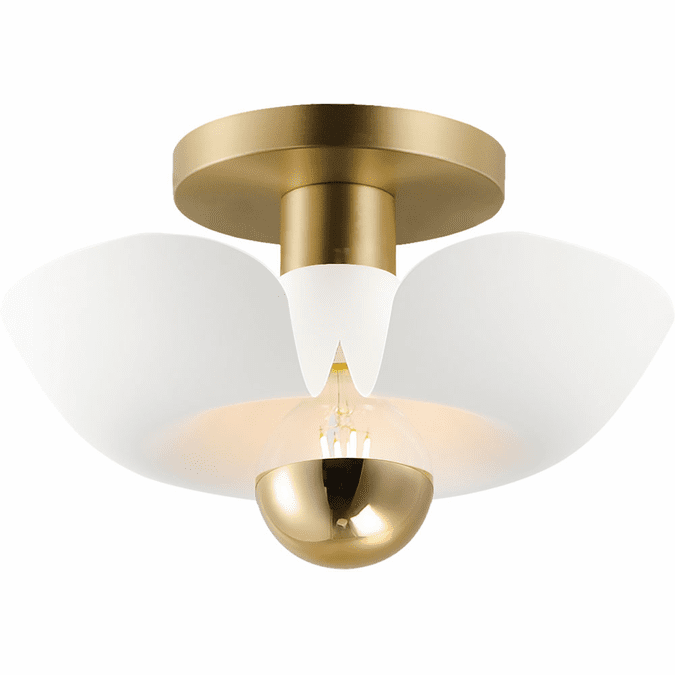 Maxim 11390WTSBR Poppy Modern White / Satin Brass LED Overhead Lighting ...