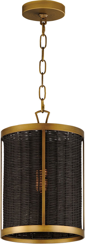 Maxim 14461BRNAB Rattan Contemporary Natural Aged Brass Drum Pendant ...