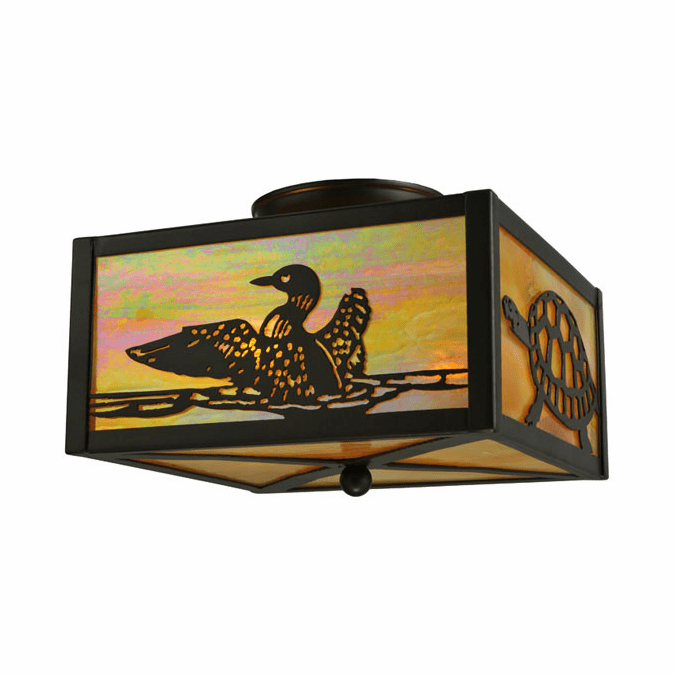 Meyda Custom 128407 Bronze Flush Mount Loons & Turtles 10 Inch Wide ...