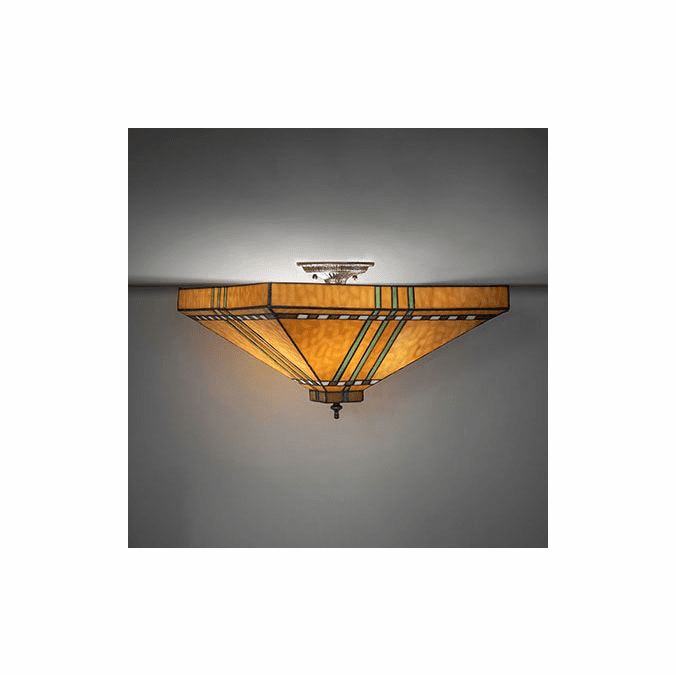 Meyda Lighting 135004 Prairie Corn Tiffany Mahogany Bronze Flush Mount ...