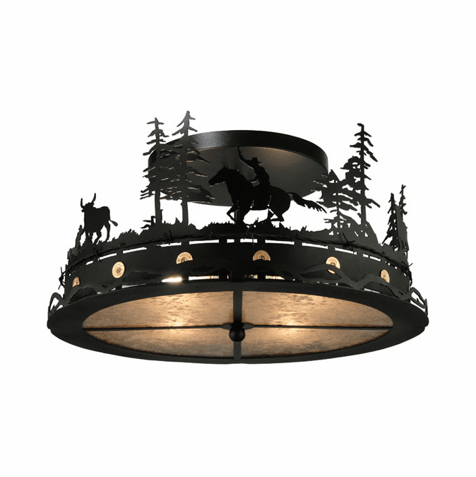 Meyda Custom 136277 Cowboy & Steer Country Ceiling Lighting Fixture ...