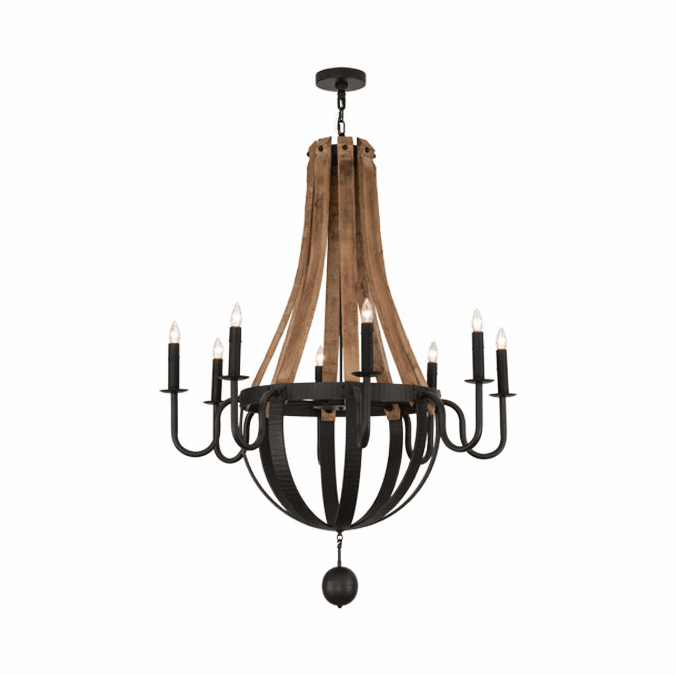 Meyda Custom 152768 Barrel Stave Madera Wrought Iron & Natural Wood ...