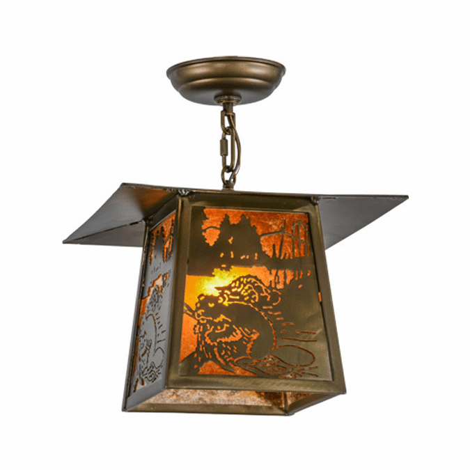 Meyda Custom 153973 Beaver at Work Country Antique Copper / Amber Mica ...