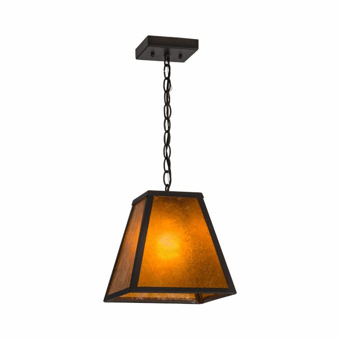 Meyda Custom 156357 Mission Prime Wrought Iron / Amber Mica Ceiling ...