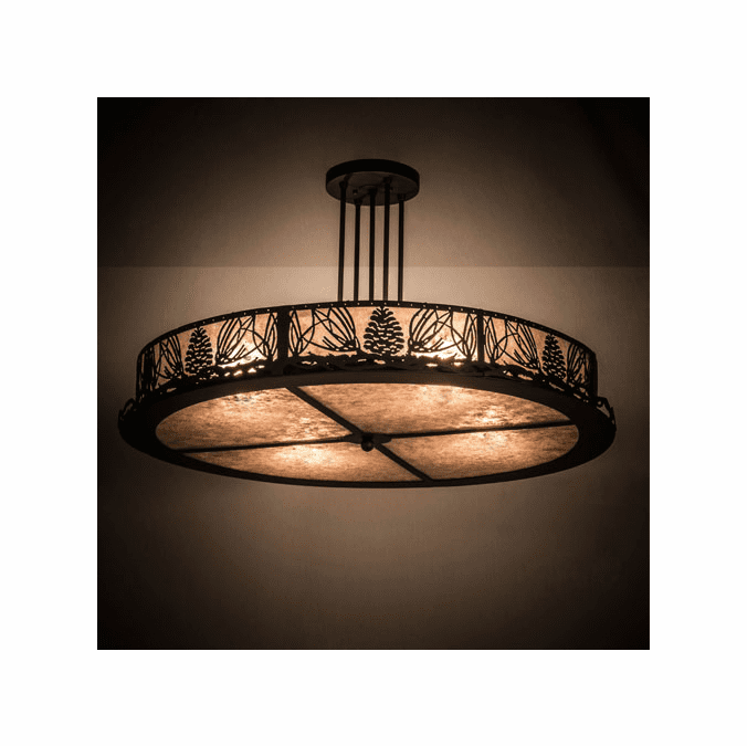 Meyda Custom 177220 Mountain Pine Rustic Silver Mica Flush Ceiling ...