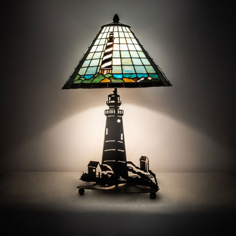 Meyda Custom 215491 Lighthouse Tiffany Table Top Lamp - MEY-215491
