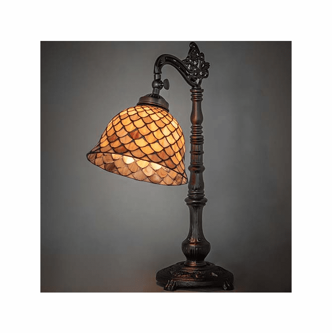Meyda Custom 244784 Tiffany Fishscale Tiffany Mahogany Bronze Task Lamp ...
