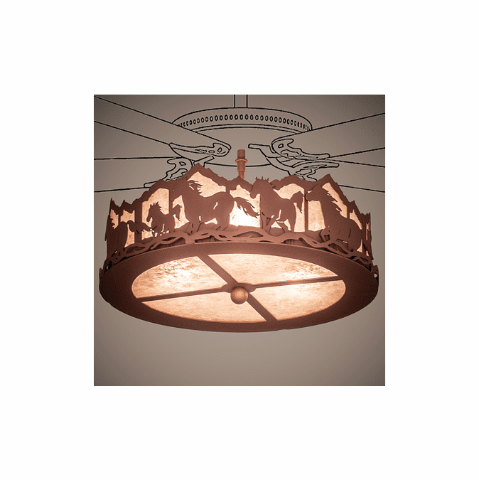 Meyda Custom 254818 Running Horses Rustic Rust LED Flush Mount Ceiling ...