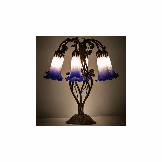 Meyda Lighting 255820 Blue / White Pond Lily Modern Mahogany Bronze ...