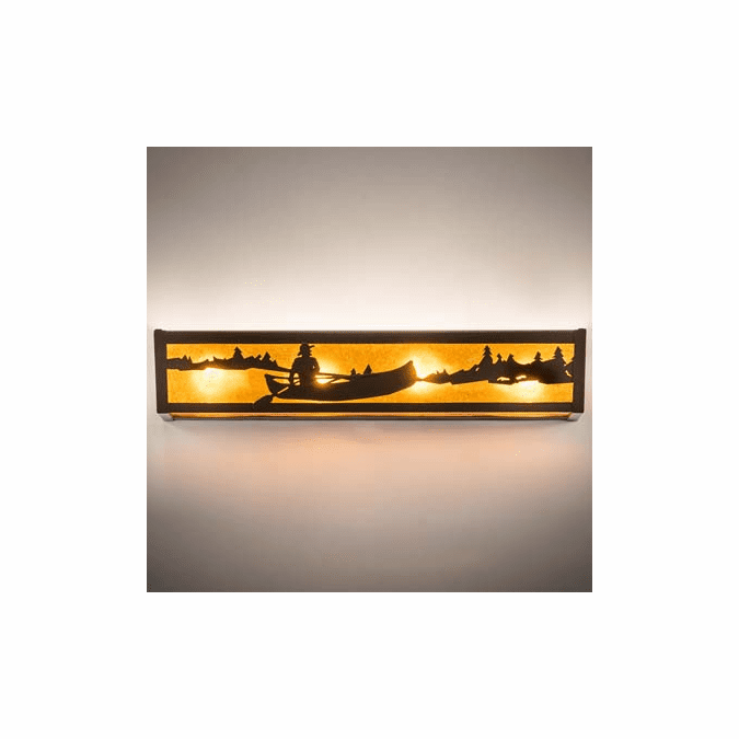 Meyda Custom 256613 Canoe At Lake Rustic Timeless Bronze 4-Light ...