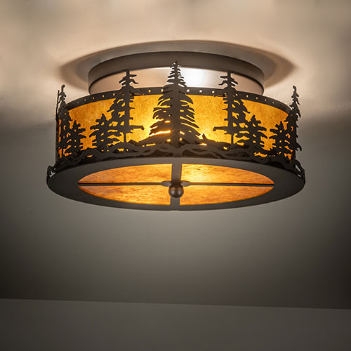 Meyda Custom 273824 Tall Pines Wrought Iron Overhead Lighting Fixture ...