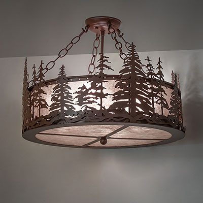 Meyda Custom 274528 Tall Pines Rust Flush Mount Lighting Fixture ...