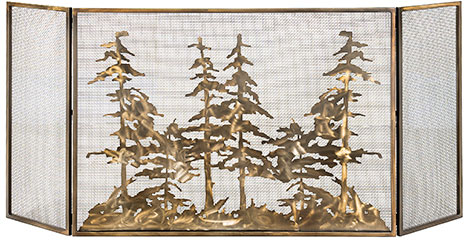 Meyda Custom 280001 Tall Pines Rustic Antique Copper Fireplace Screen ...