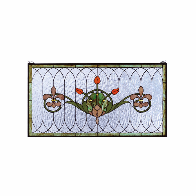 Meyda Custom 68018 Tulip & Fleurs Tiffany Stained Glass Window - MEY-68018