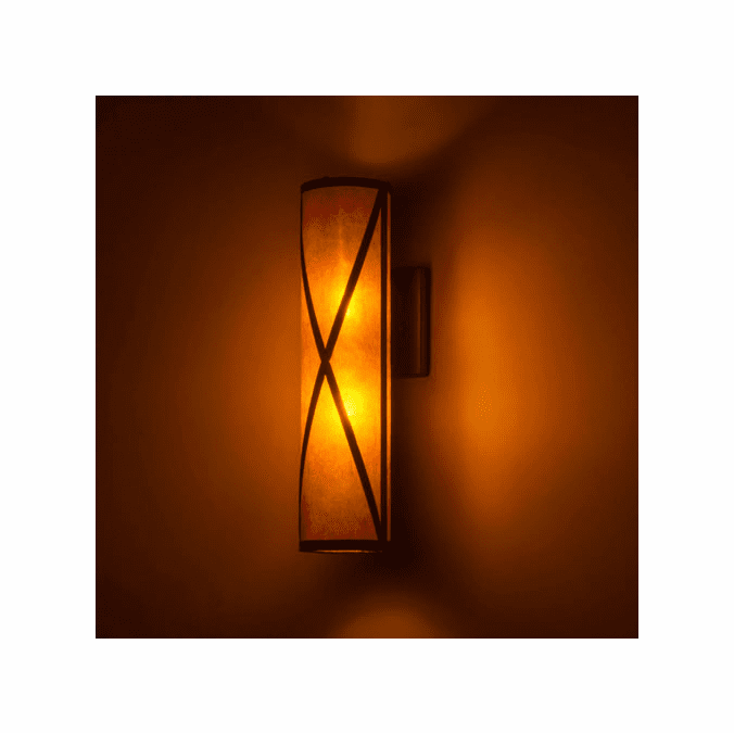 Meyda Custom 72363 Diamond Mission Mahogany Bronze / Amber Mica Wall ...