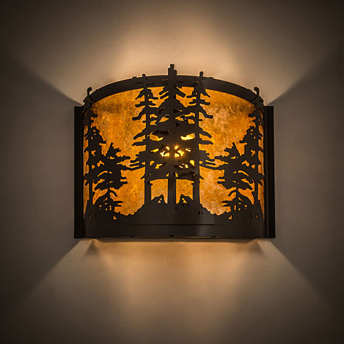 Meyda Custom 23824 Tall Pines Timeless Bronze Finish 9" Tall Wall ...