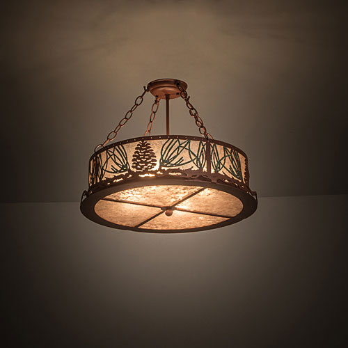 Meyda Custom 29393 Mountain Pine Rustic Rust / Green Needles / Silver ...