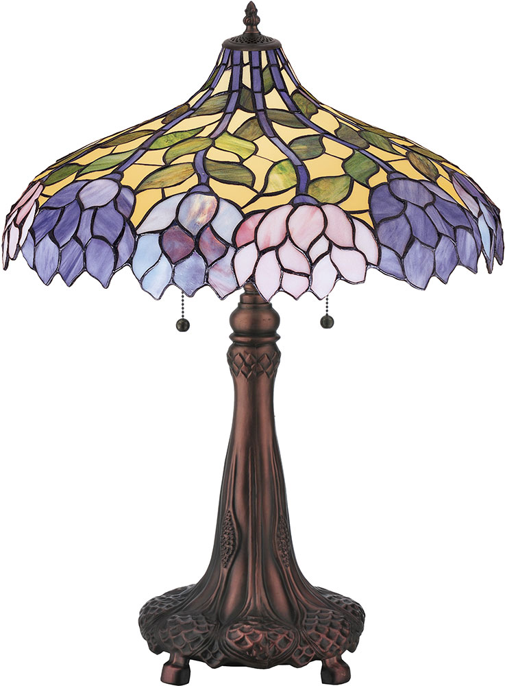 Meyda Lighting 30452 Wisteria Tiffany Beige Pink Purple Blue Table Lamp ...