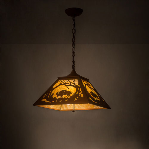 Meyda Custom 73995 Buffalo at Dawn Rustic Earth Hanging Light Fixture ...