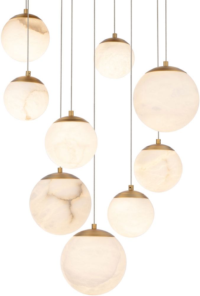 Modern Forms PD-34409R-AB Pisces Contemporary Aged Brass LED Multi ...