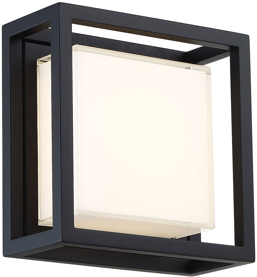 Modern Forms WS-W73608-BK Framed Contemporary Black LED Outdoor Lamp Sconce - MFO-WS-W73608-BK