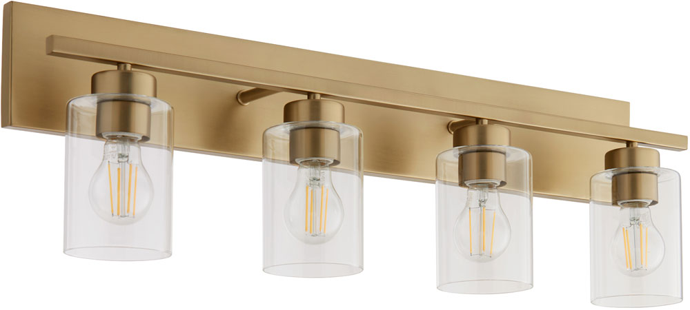Quorum 5012-4-80 Carter Contemporary Aged Brass 4-Light Vanity Light Fixture - QRM-5012-4-80