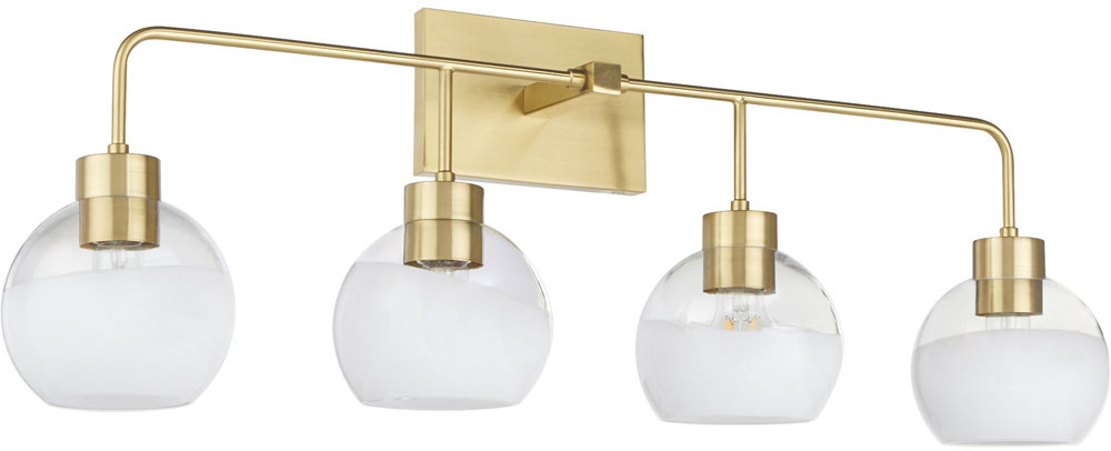 Quorum 532-4-180 Lacy Modern Aged Brass 4-Light Bathroom Vanity Light - QRM-532-4-180