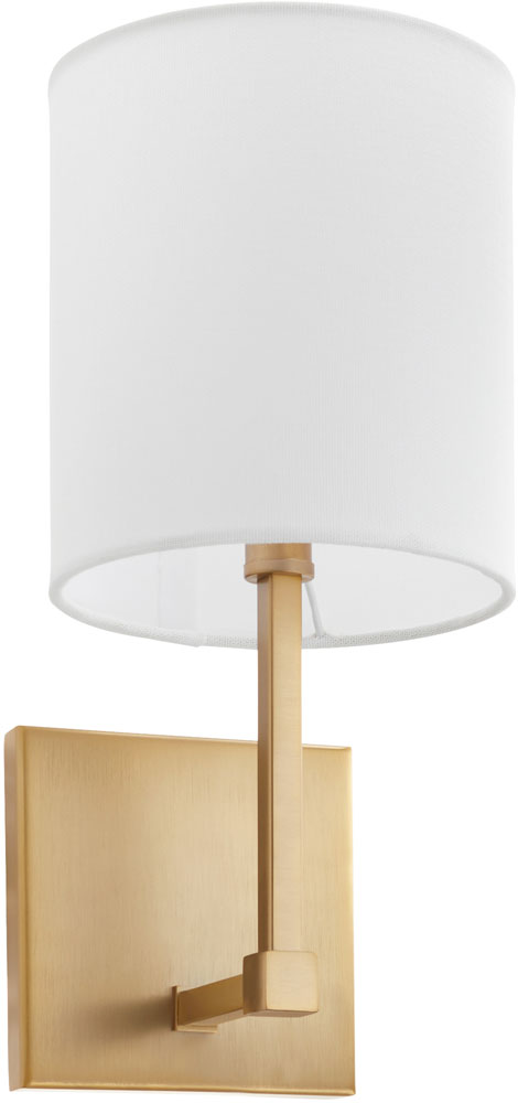 Quorum 5377-1-80 Bolero Aged Brass w/ White Linen Wall Lighting - QRM-5377-1-80