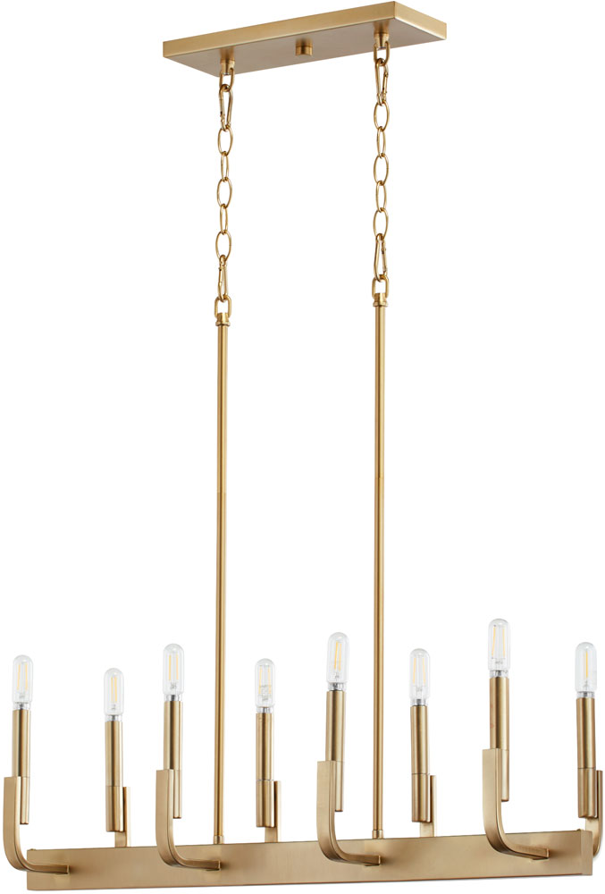 Quorum 6610-8-80 Tempo Contemporary Aged Brass Island Light Fixture ...