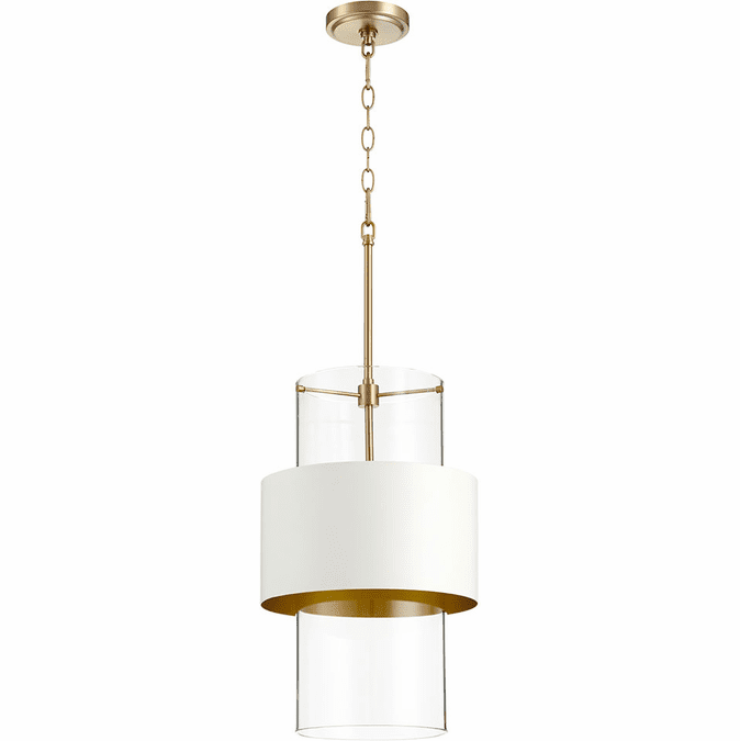 Quorum 8013-0880 Modern Aged Brass w/ Studio White Hanging Light ...