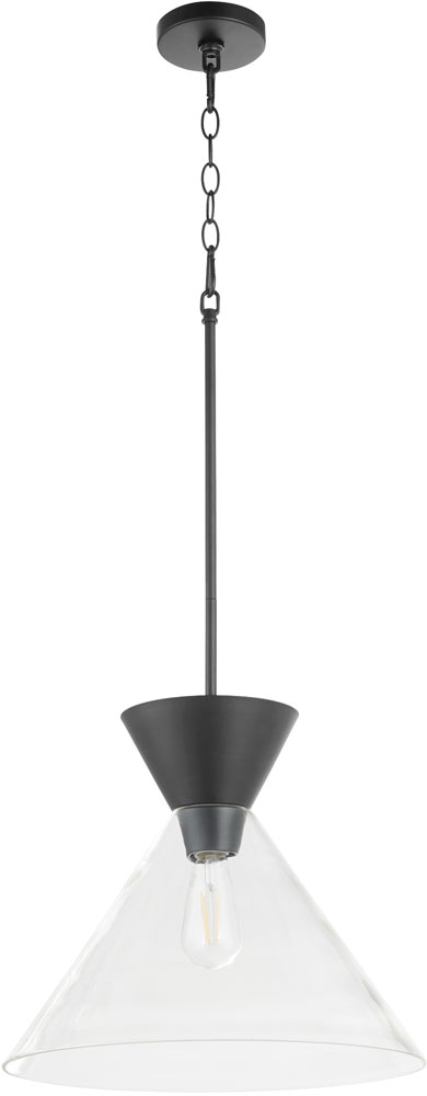 Quorum 8119-259 Beldar Contemporary Matte Black w/ Clear Glass Hanging ...