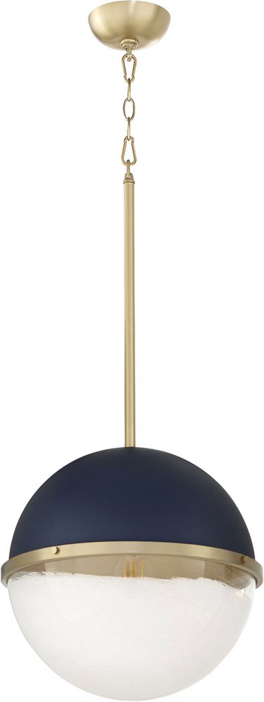 Quorum 82-14-3280 Modern Blue w/ Aged Brass 15" Pendant Light Fixture ...
