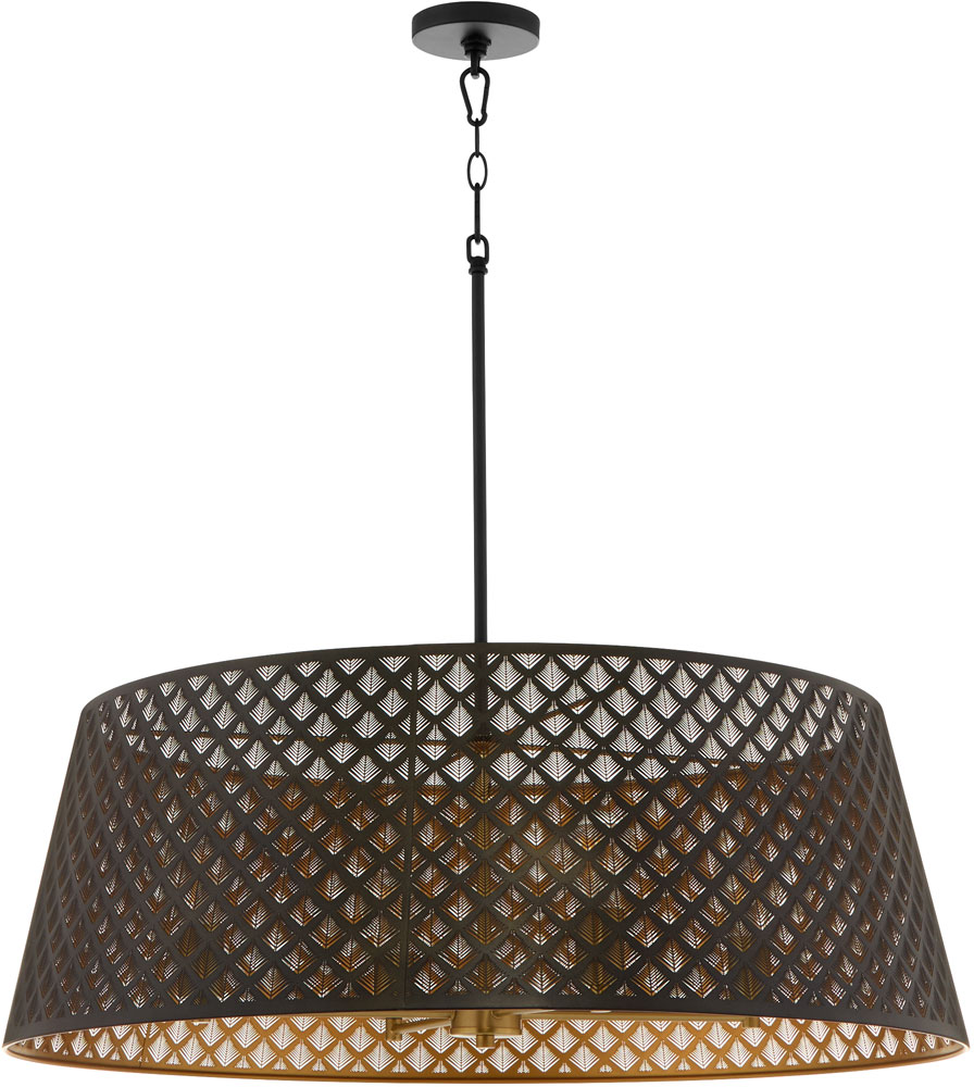 Quorum 8217-4-5980 Benedict Modern Matte Black / Aged Brass 32" Drum ...