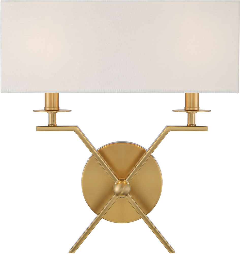 Savoy House 9-3305-2-322 Arondale Modern Warm Brass Wall Sconce Light ...
