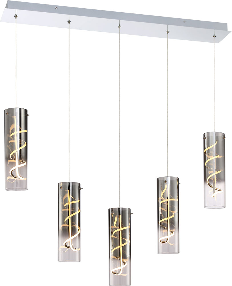 SDQ Lighting PD30236CH Contemporary Chrome LED Multi Drop Ceiling Light ...