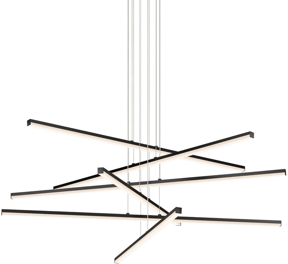Sonneman 2766.25 Stix Modern Satin Black LED Multi Ceiling Pendant ...