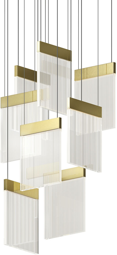 Sonneman 3094.14 V Panels Modern Brass Finish LED Multi Pendant Light ...