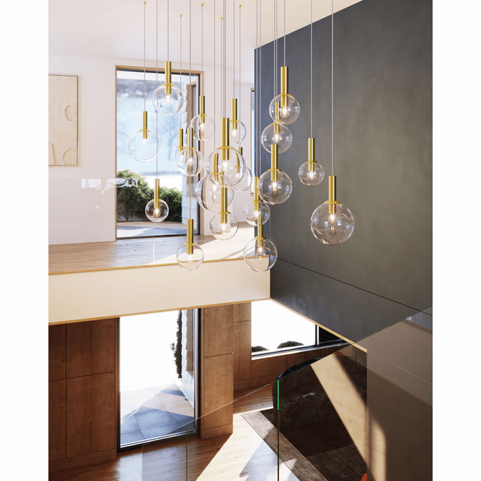 Sonneman 3768.38 Bubbles Contemporary Satin Brass Multi Pendant Light ...