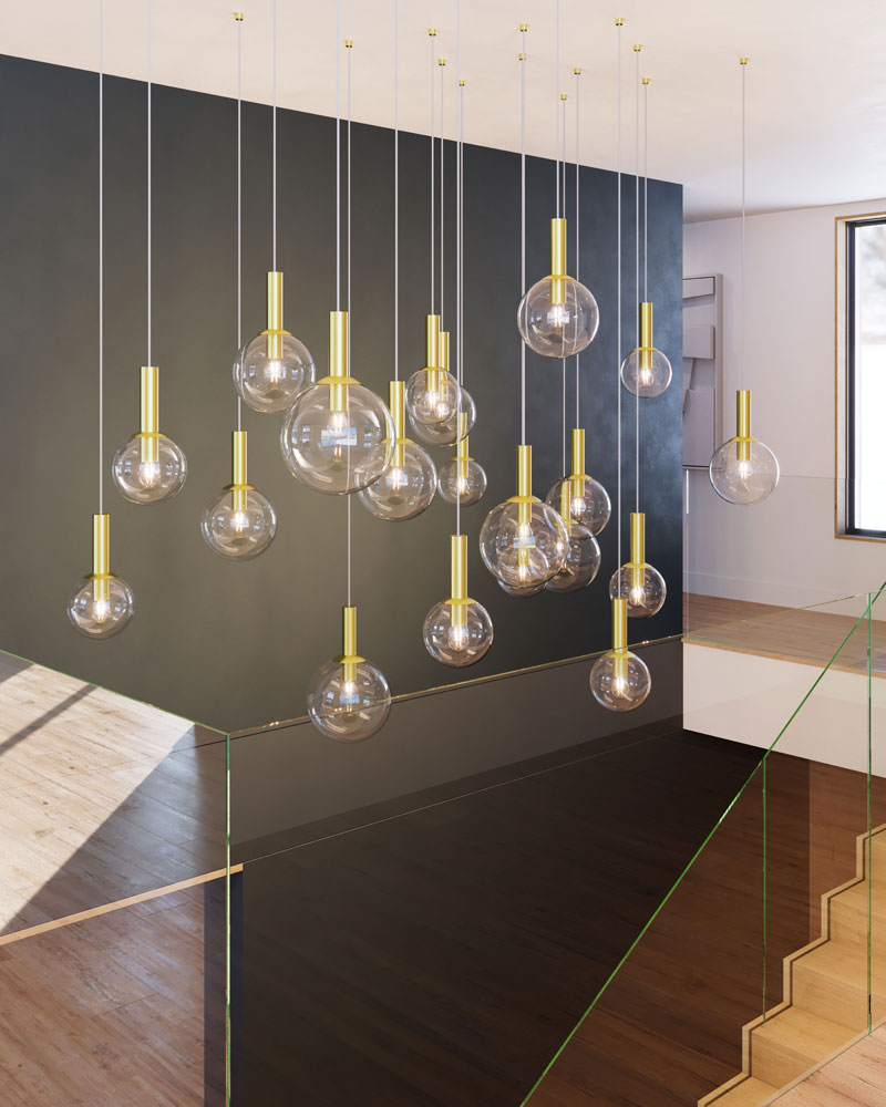 Sonneman 3768.38 Bubbles Contemporary Satin Brass Multi Pendant Light ...